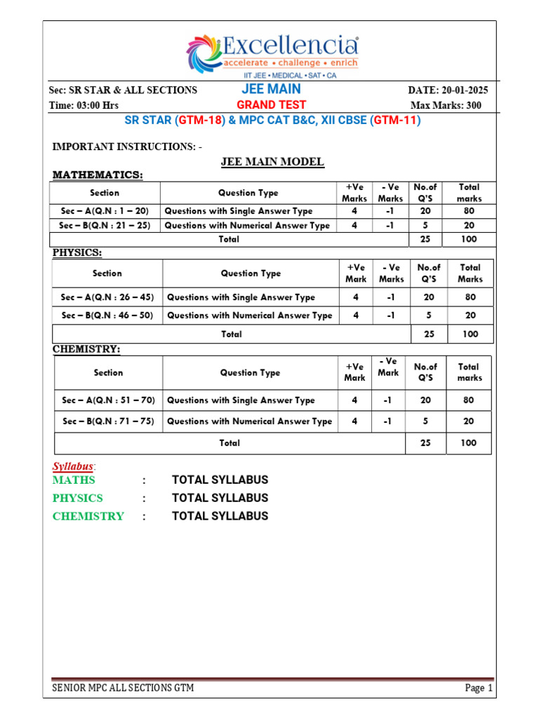 Sr Star Gtm-18 & Mpc Cat b&c, Xii Cbse Gtm-11_qp, Key & Sol_20!01!2025 (1) | PDF | Acid ...