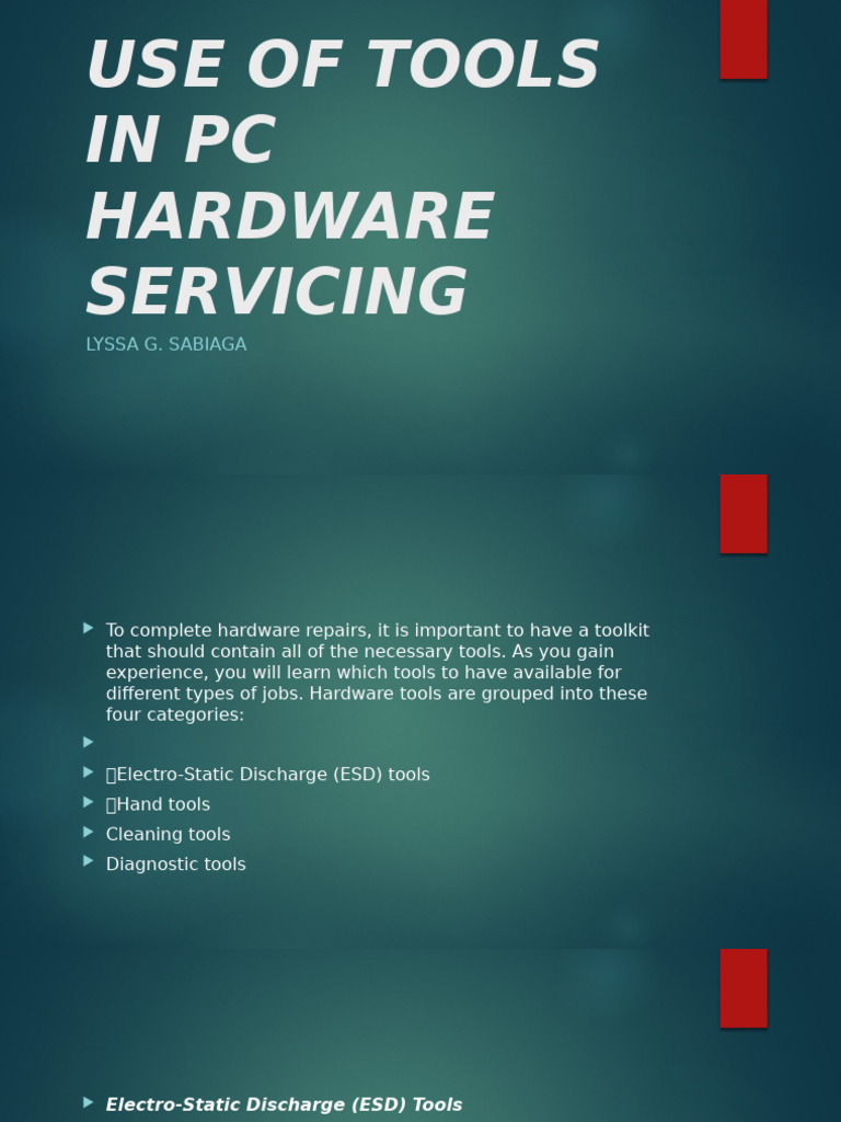 Use of Tools in PC Hardware Servicing | PDF