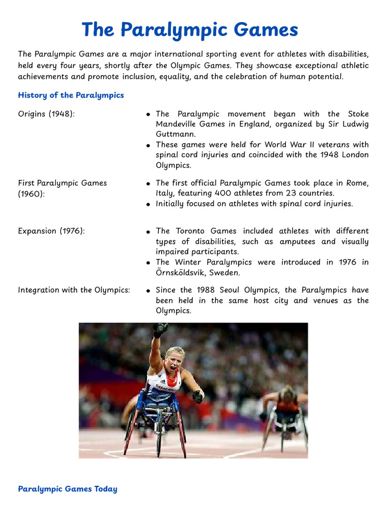 FOR FINALS The Paralympic Games | PDF | Paralympic Games | Disability