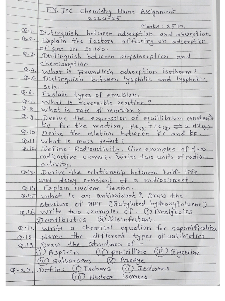 11th HOME ASSIGNMENT | PDF