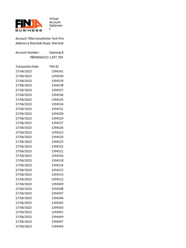 Bank Statement Finjia Fmo June-2023 | PDF | Accounting | Financial Services