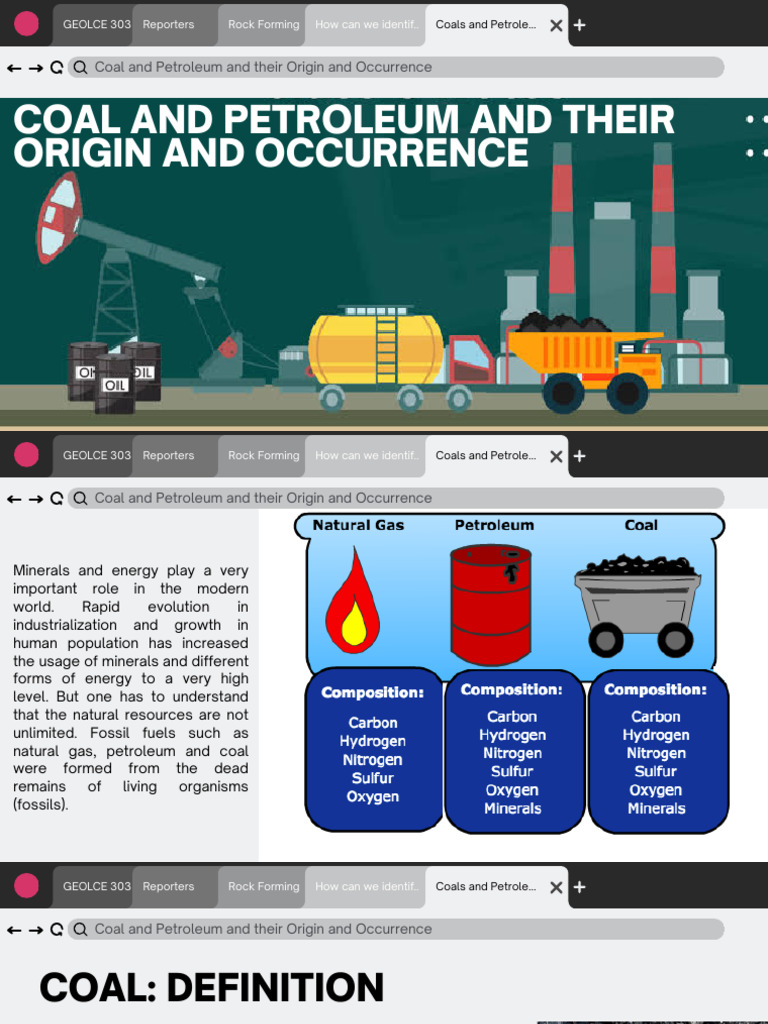Coal and Petroleum: Origins and Uses | PDF | Coal | Petroleum