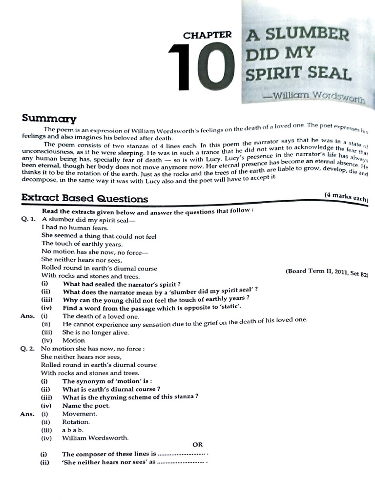 A Slumber Did My Spirit Seal | PDF | Poetry