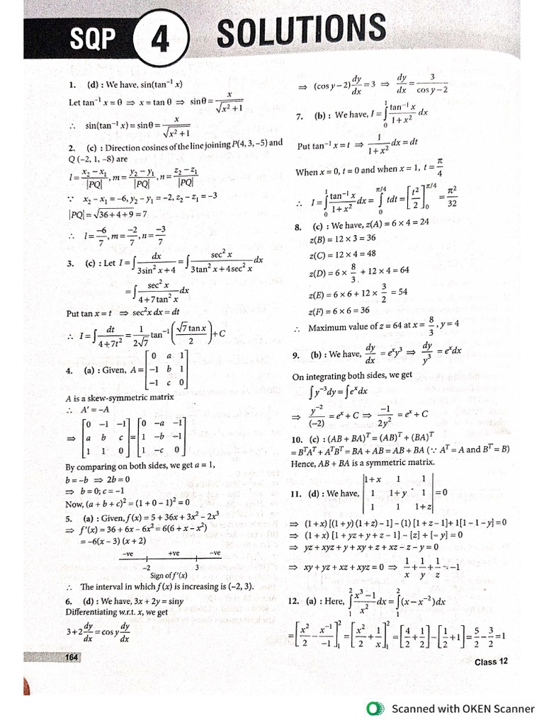 XII SQP-4 SOLUTIONS | PDF