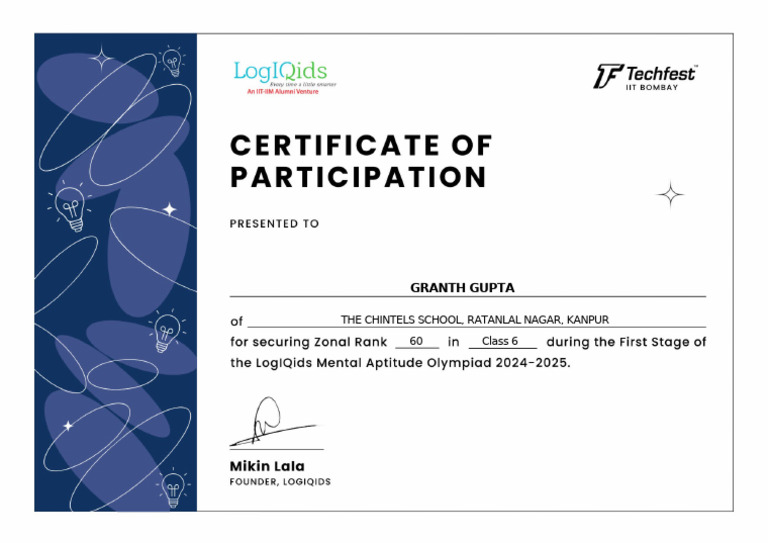 LogIQids Certificate 1738047541722 | PDF