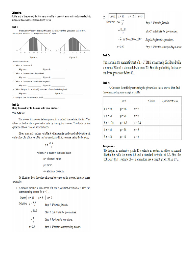 Convert A Normal Random Variable To A Standard Normal Variable and Vice Versa | PDF