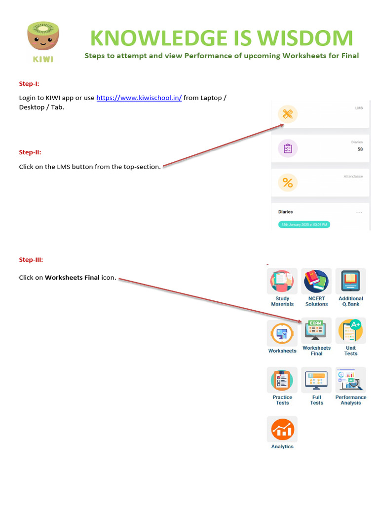 KIWI - LMS - WORKSHEETS (Students) | PDF