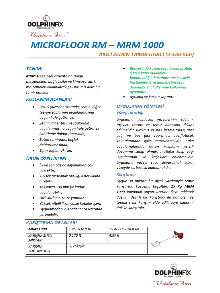 Mi̇crofloor RM - MRM 1000 TDS | PDF