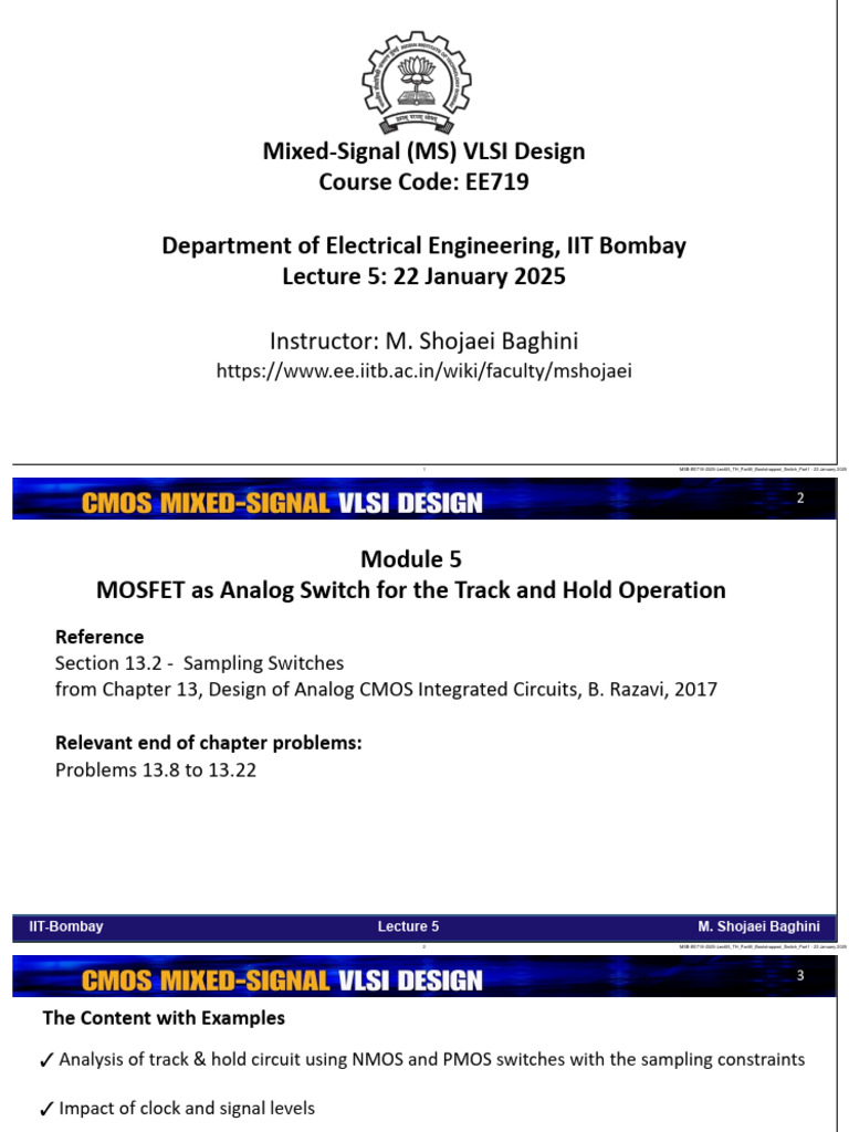 MSB-EE719-2025-Lect05 TH PartIII Bootstrapped Switch Part1 | PDF | Mosfet | Cmos