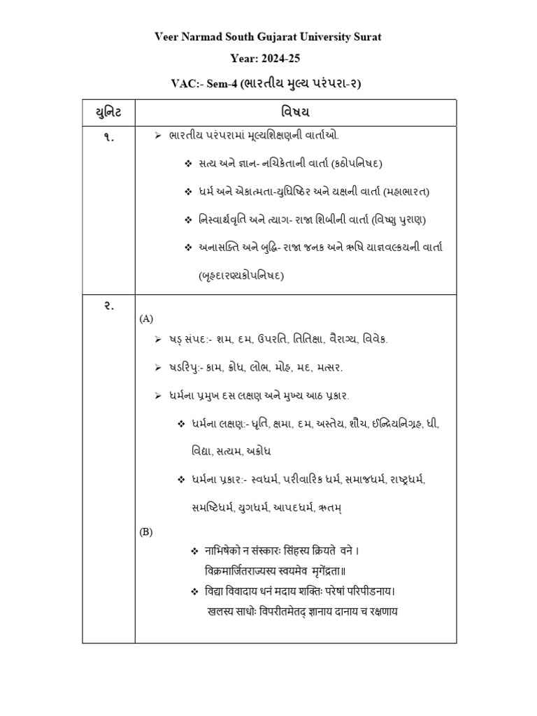 Sem 4 VAC Material Gujrati | PDF