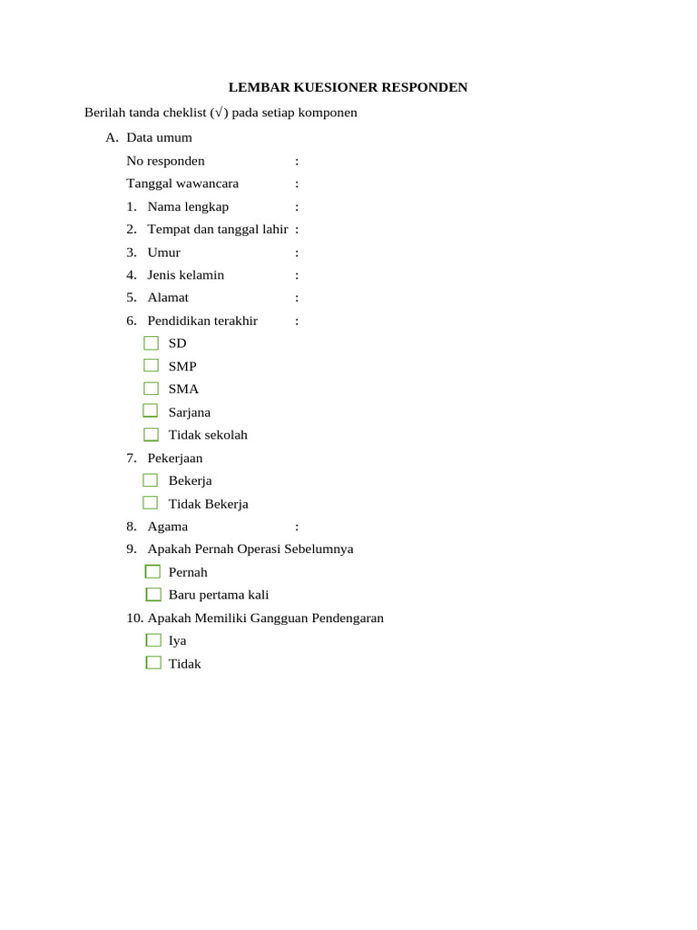 Kuesioner Data Responden | PDF