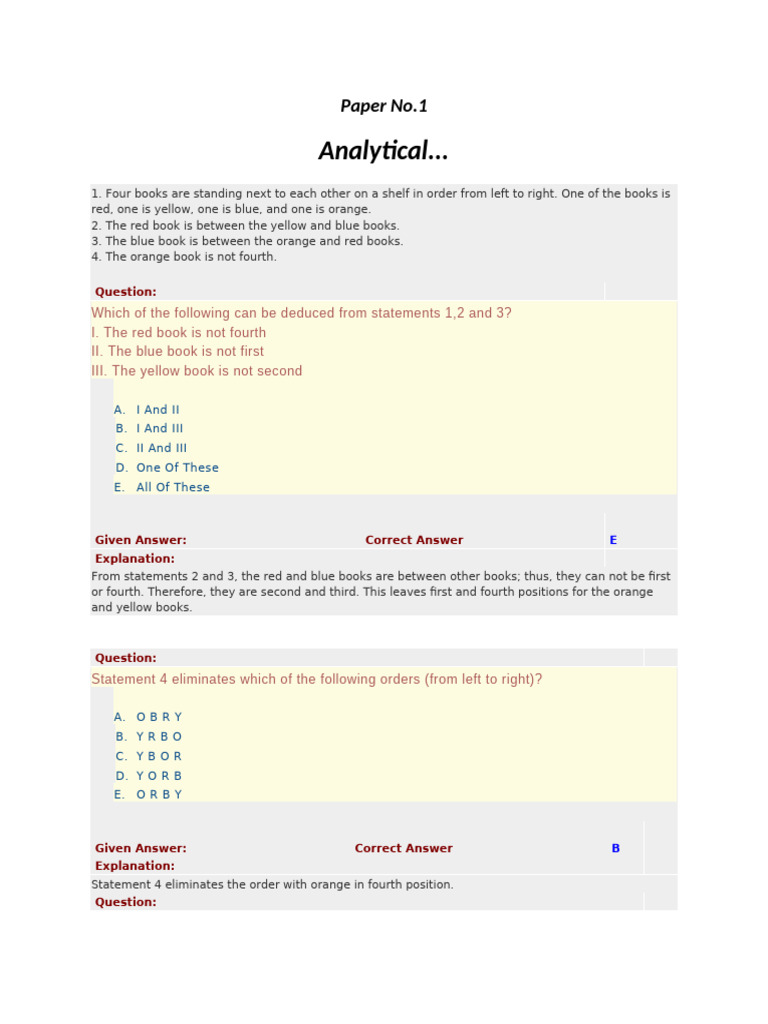 Logic Puzzle Solutions & Explanations | PDF | Argument