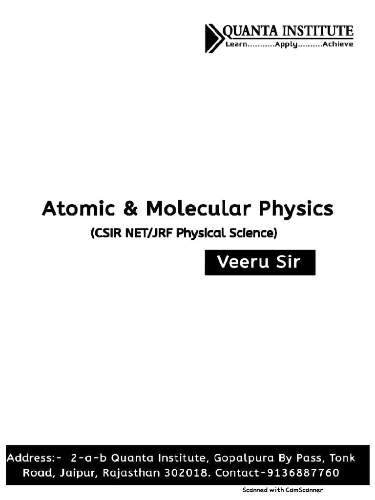 Quanta-Atomic & Molecular Physics | PDF