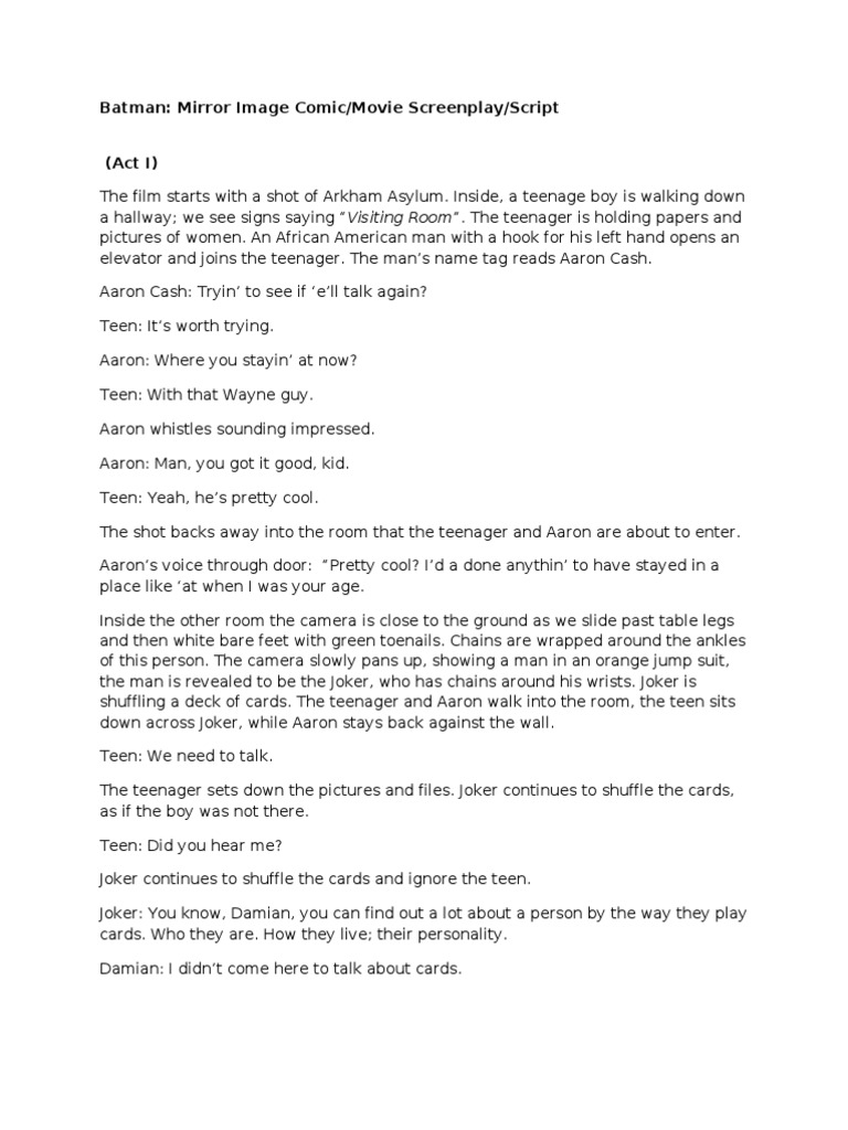 Batman Joker Screenplay | Batman | Dc Comics