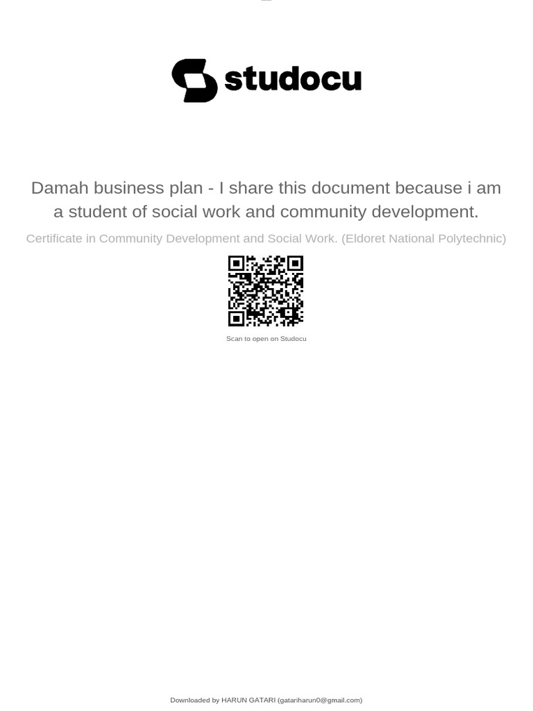 Damah Business Plan I Share This Document Because I Am A Student of Social Work and Community ...
