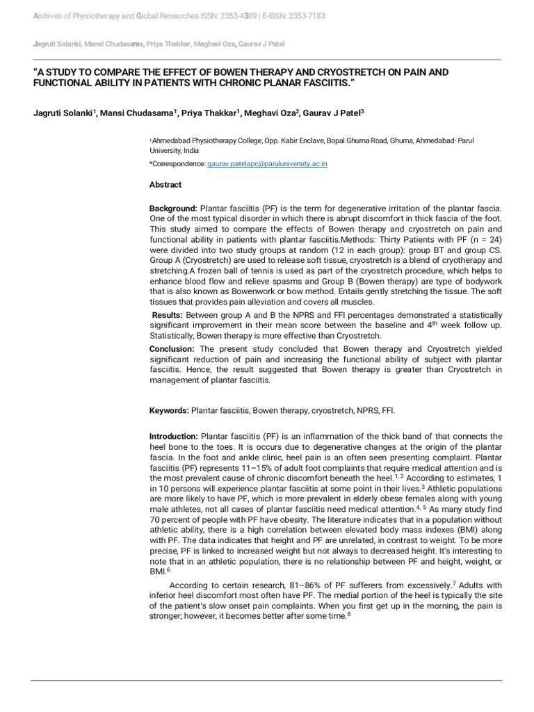 Jagruti Solanki Research Publication | PDF | Foot | Lower Limb Anatomy