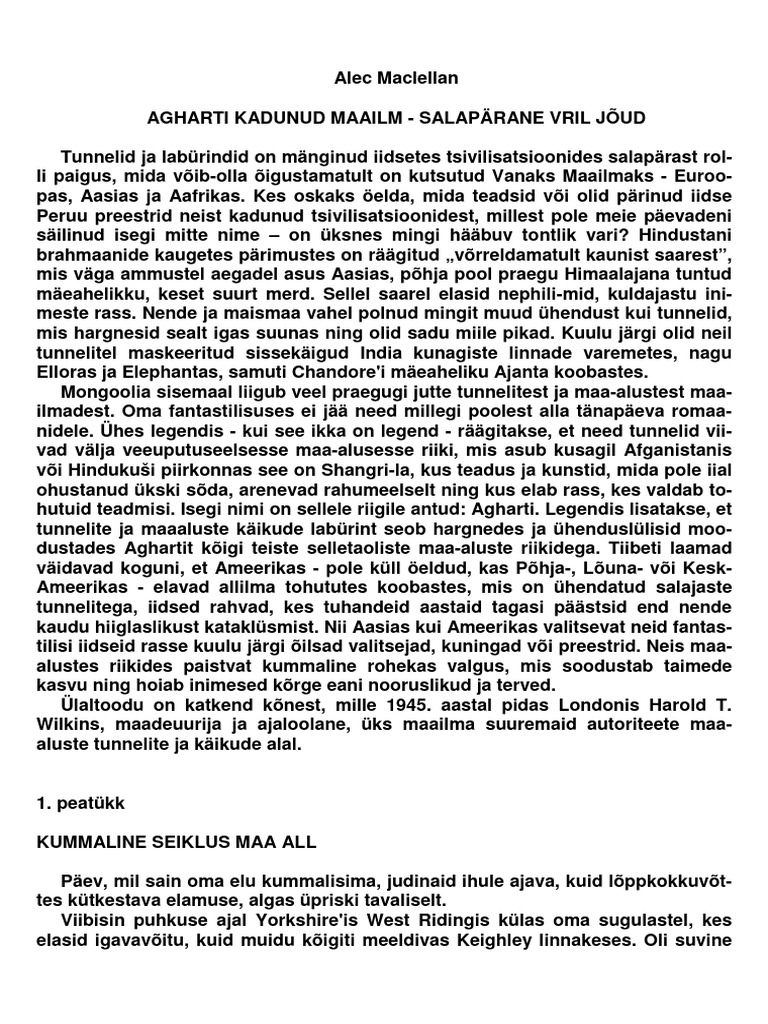 Agharti Kadunud Maailm | PDF