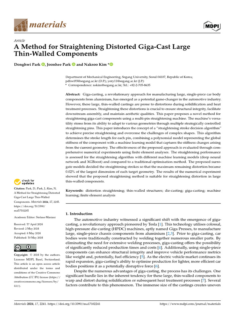 Giga Casting Straightening 2024 | PDF | Deep Learning | Finite Element Method