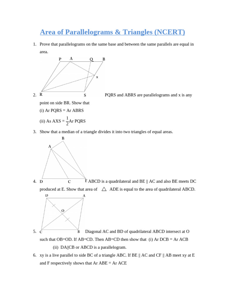 Area of Parallelograms - Triangles (NCERT) | PDF