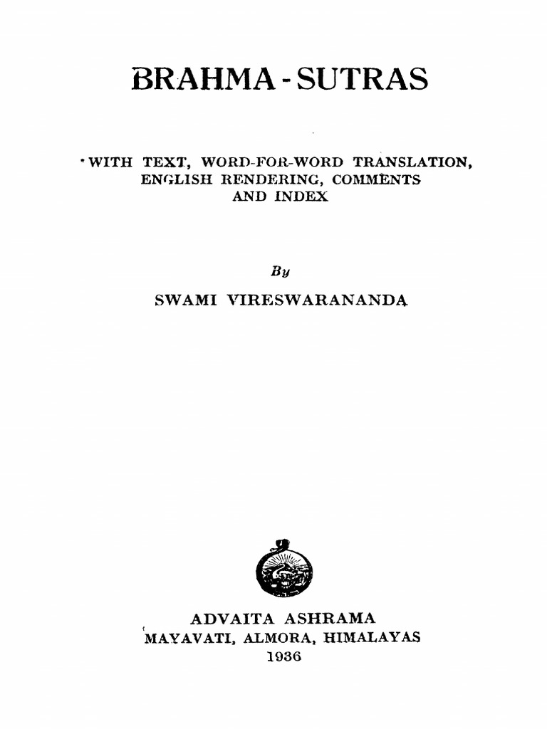Swami Vireswarananda - Brahma Sutras - According To Sri Sankaracharya ...
