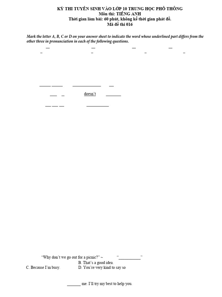 Test 16 - Entrance exam practice test | PDF