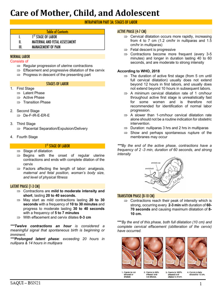 Stages of Labor: Intrapartum Care Guide | PDF | Childbirth | Anesthesia
