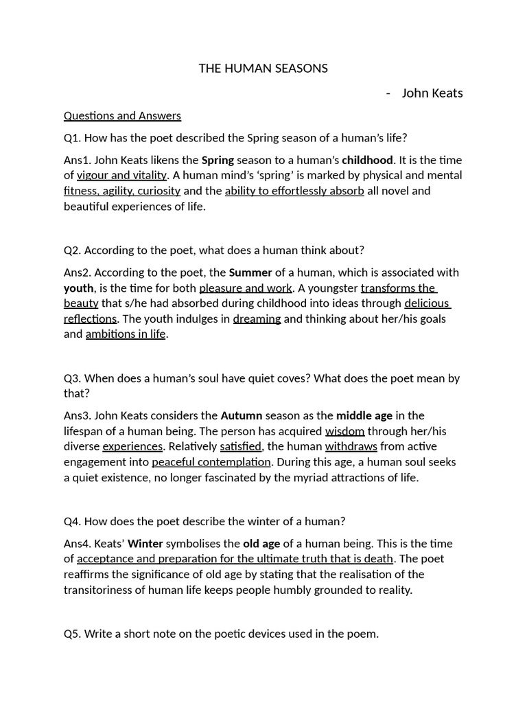 The Human Seasons | PDF | Poetry | Stanzaic Form