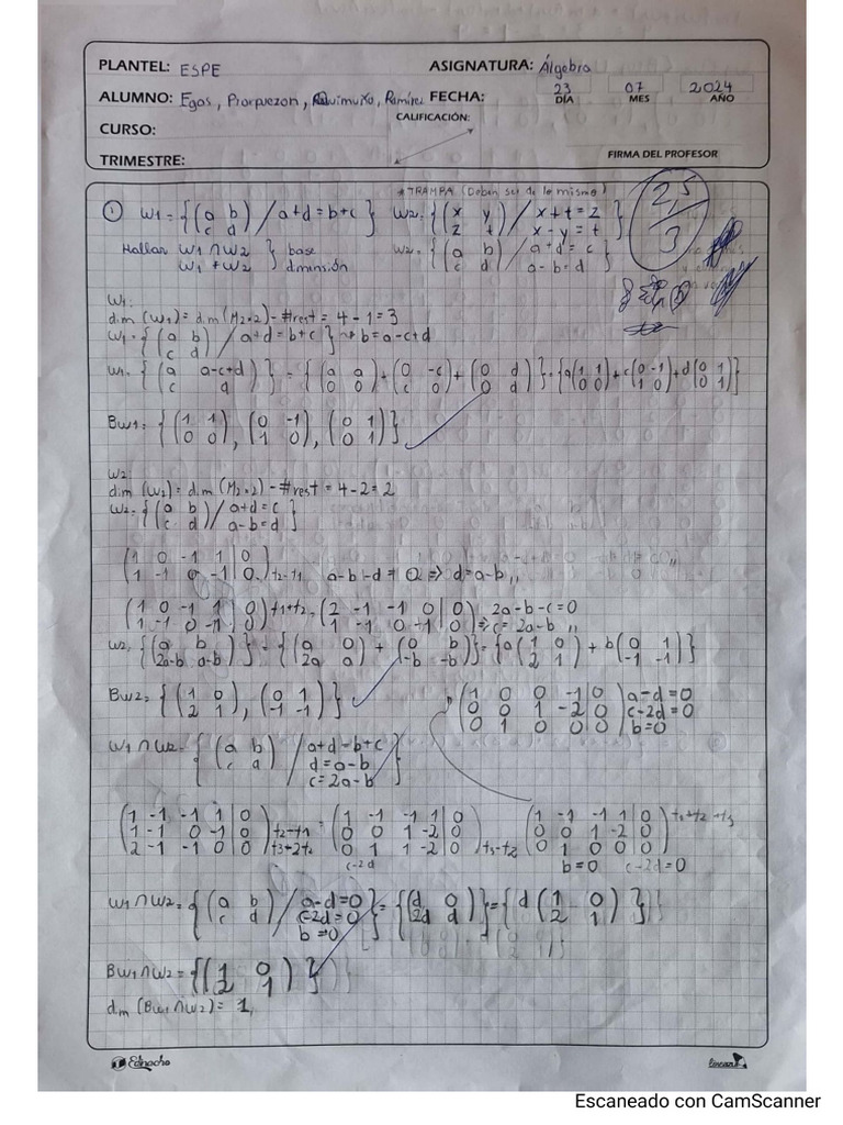 Taller 2do Parcial Álgebra | PDF