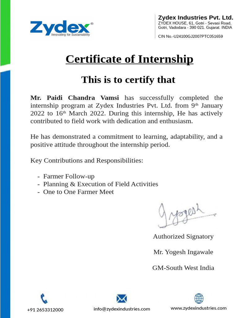 ZYDEX Certificate | PDF