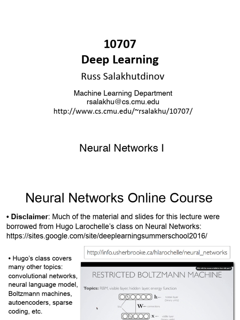 Lecture NN Part1 | PDF | Statistical Classification | Learning