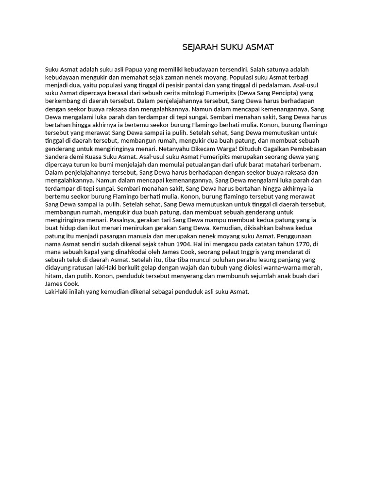 SEJARAH SUKU ASMAT | PDF