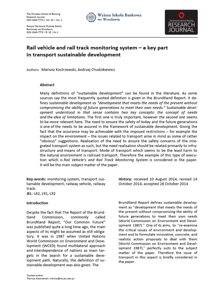 Rail Vehicle and Rail Track Monitor | PDF | Rail Transport | Air Pollution