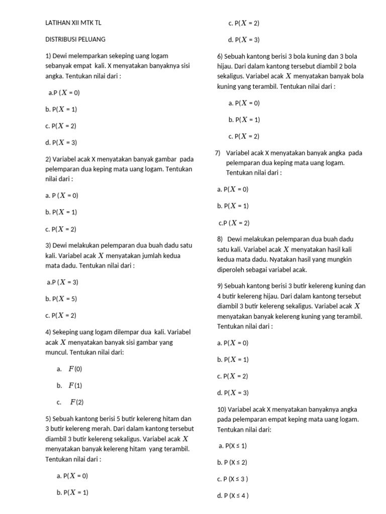 Latihan Xii MTK TL | PDF