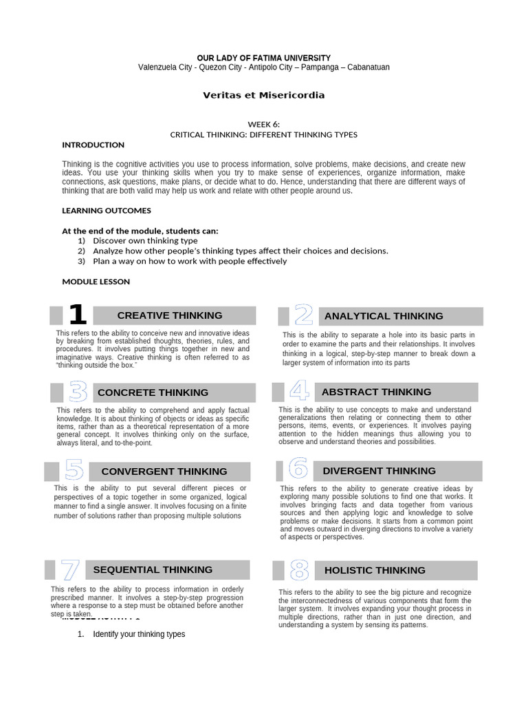 VM211 MODULE 6 Critical Thinking1 (Final) | PDF | Thought | Idea