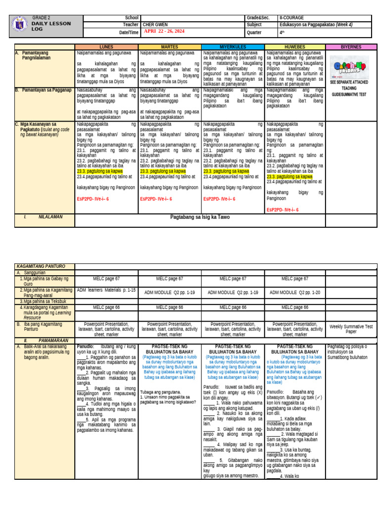 Q4 DLL Esp2 Week-4 | PDF