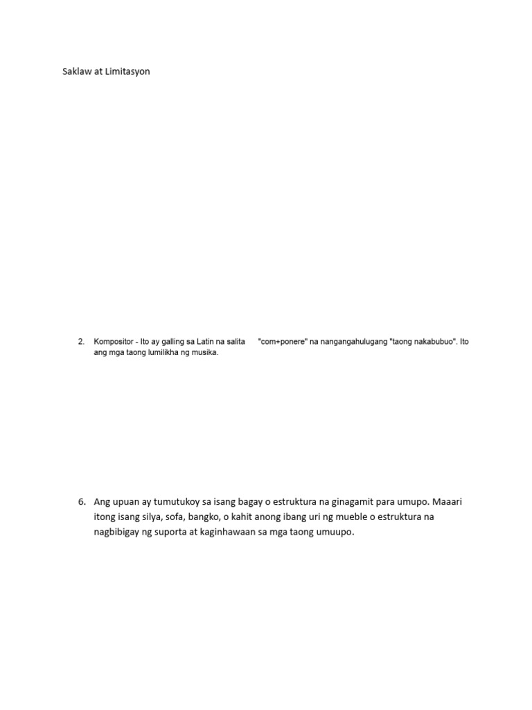 Saklaw at Limitasyon | PDF