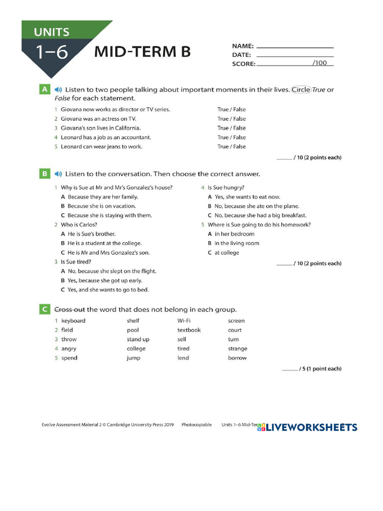 Worksheet 7119654 | PDF