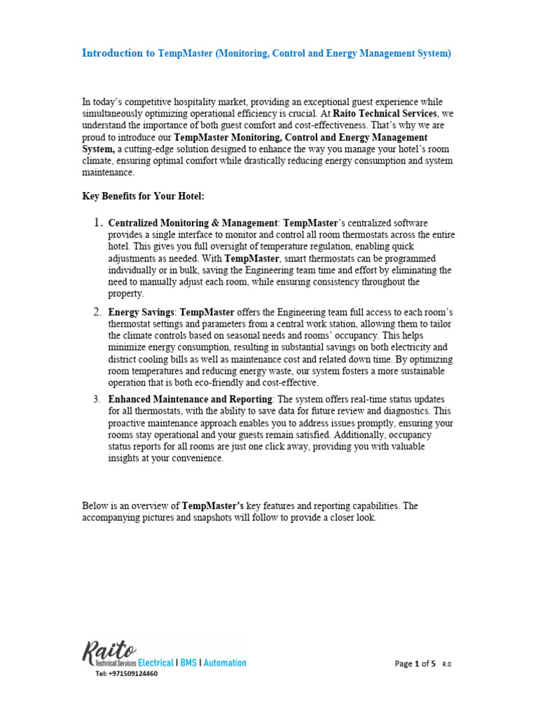 TempMaster Intro | PDF | Energy Conservation | Sustainable Technologies