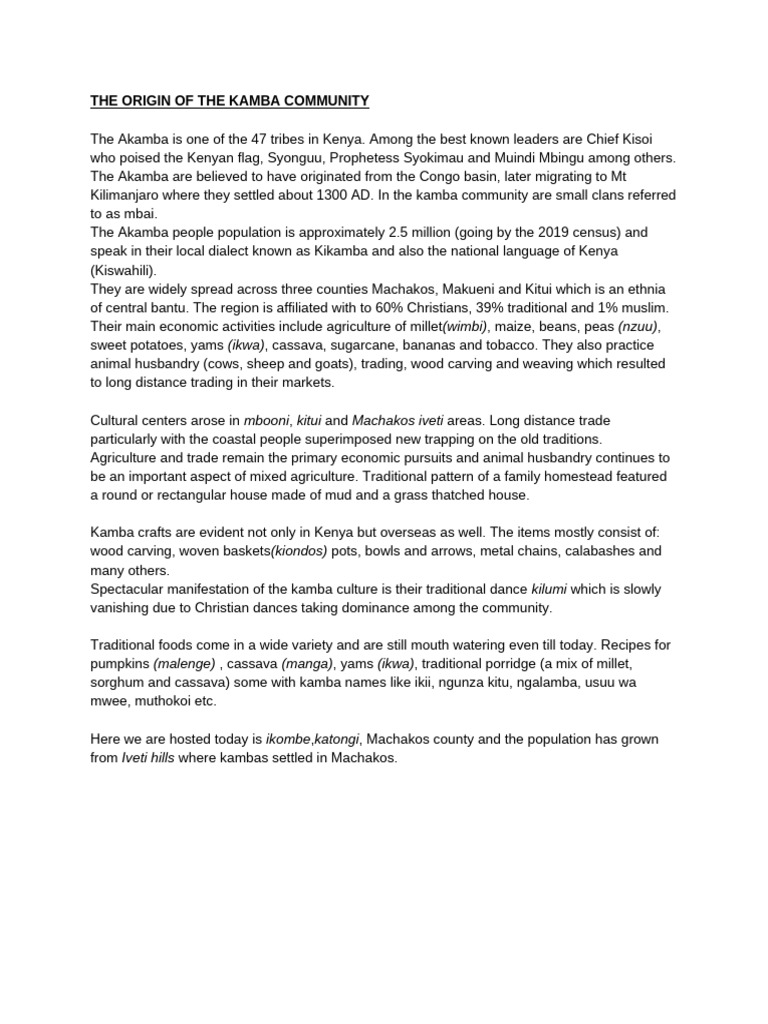 The Origin of The Kamba Community | PDF