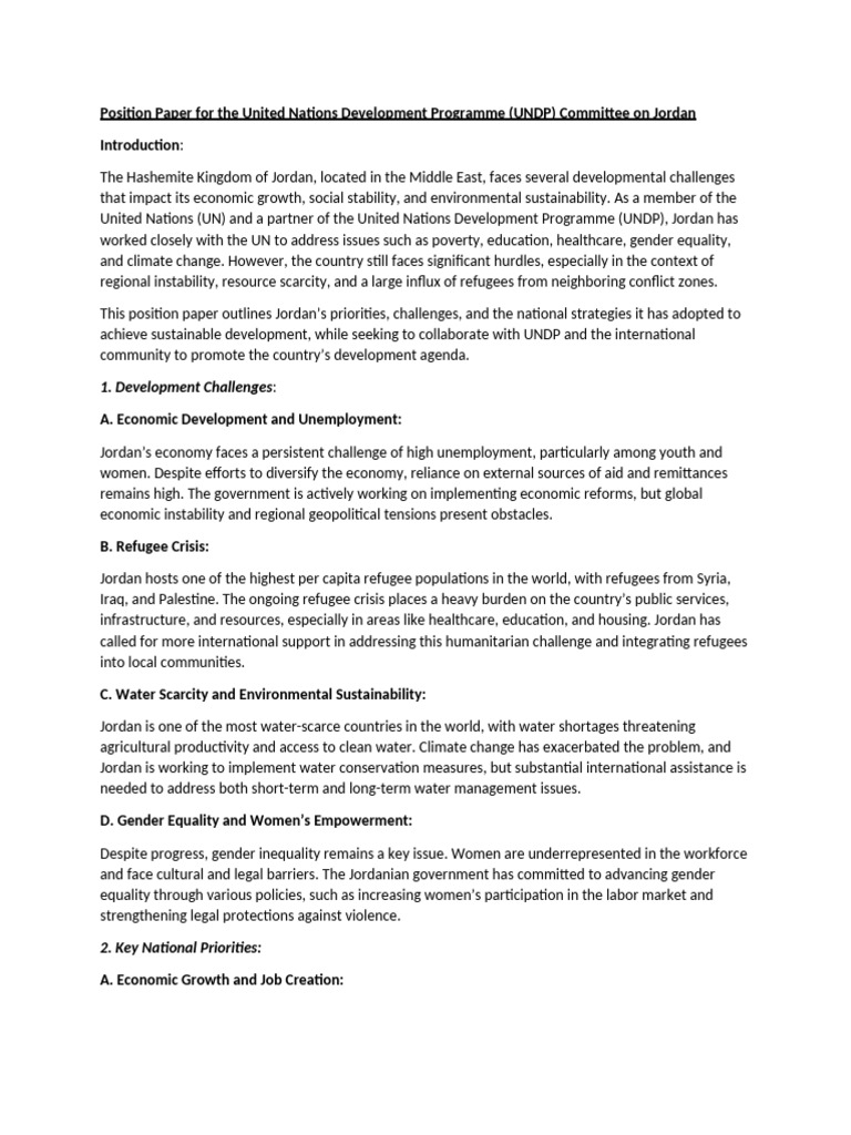 Position Paper For The United Nations Development Programme | PDF | Sustainability | United ...