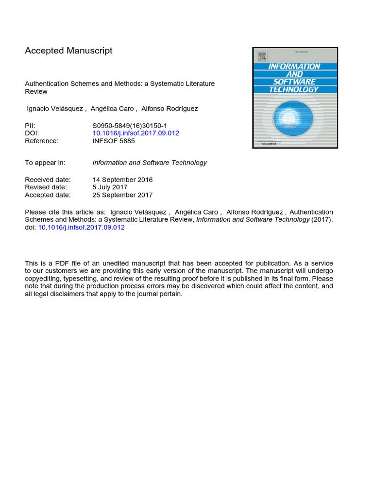 Authentication Schemes and Methods a Systematic literature review | PDF | Authentication ...