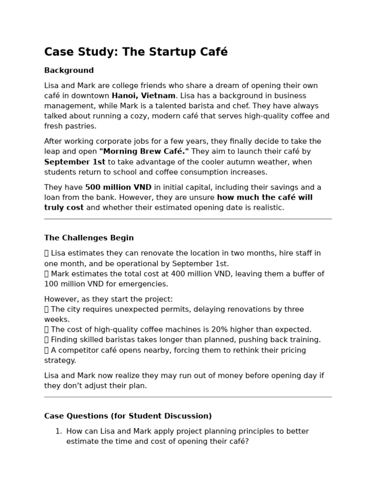 The Startup Café - Case Study | PDF