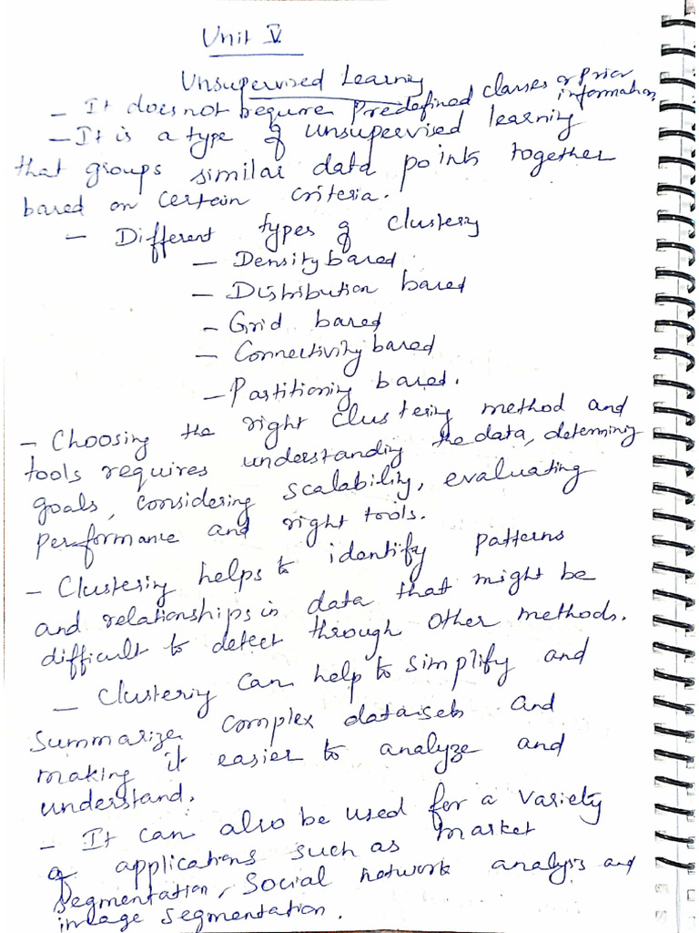 Unit V Unsupervised Learning Pdf