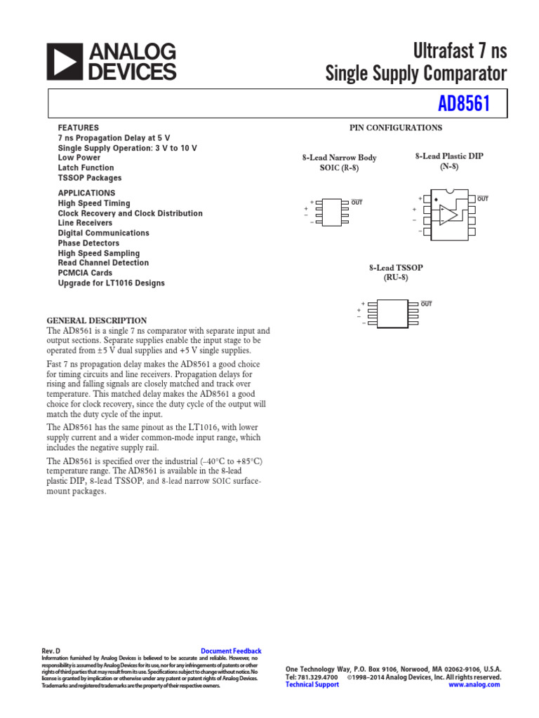 AD8561 | PDF | Capacitor | Electrostatic Discharge