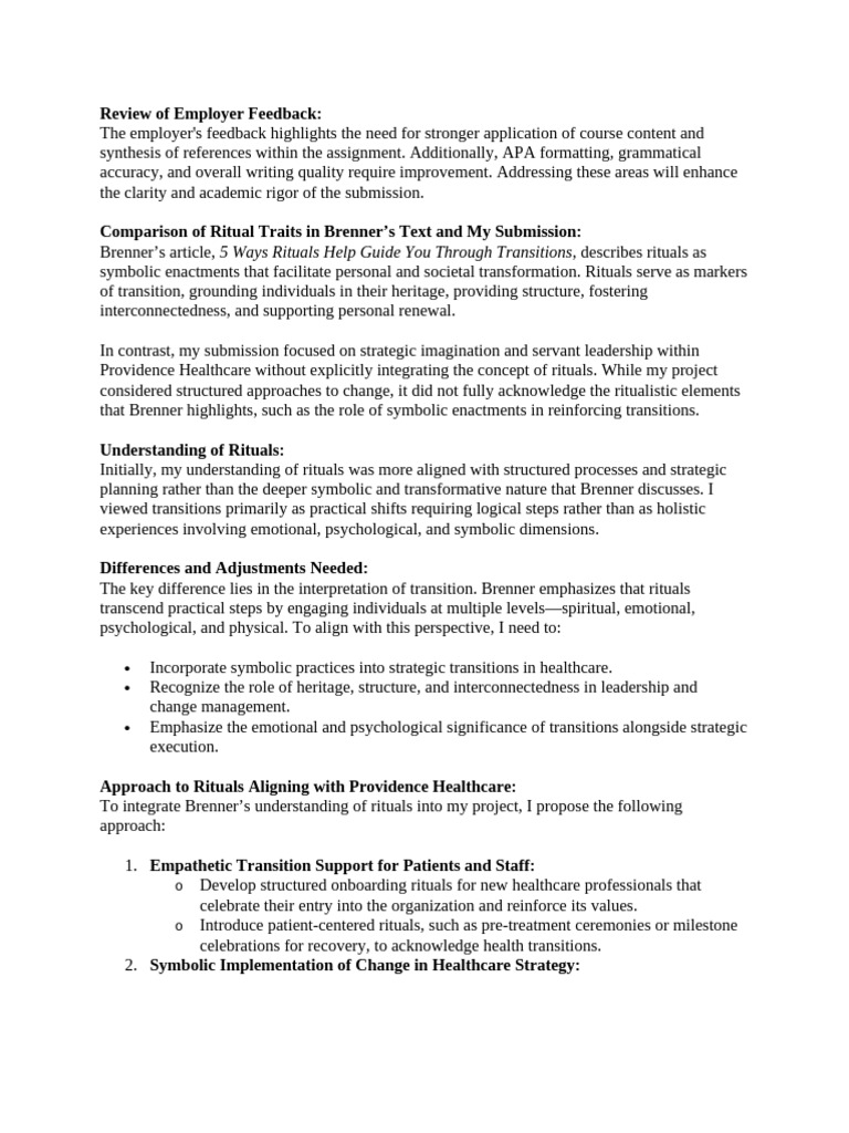Review of Employer Feedback | PDF | Rituals | Psychology