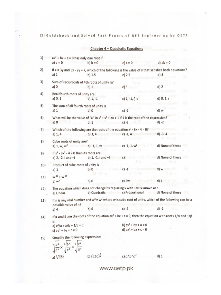 4 - Quadratic Equations | PDF