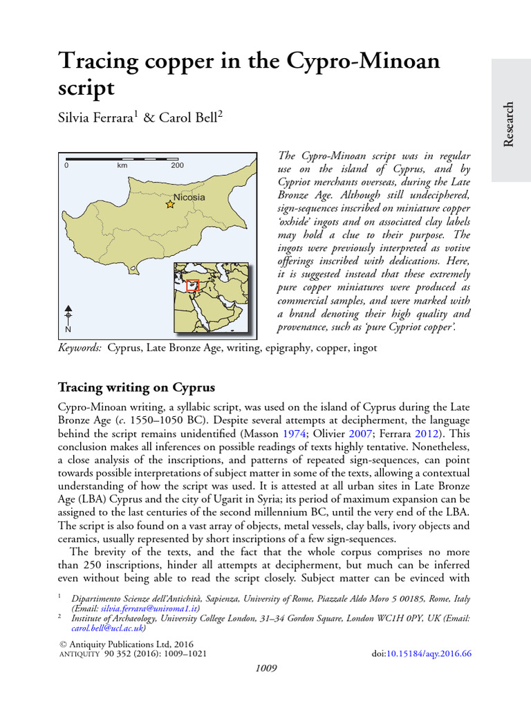Tracing Copper in The Cypro Minoan Script | PDF