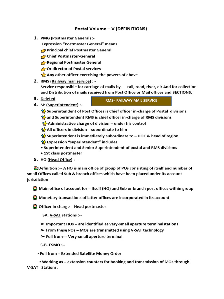 Postal Volume V: Key Definitions | PDF | Service Industries | Written ...