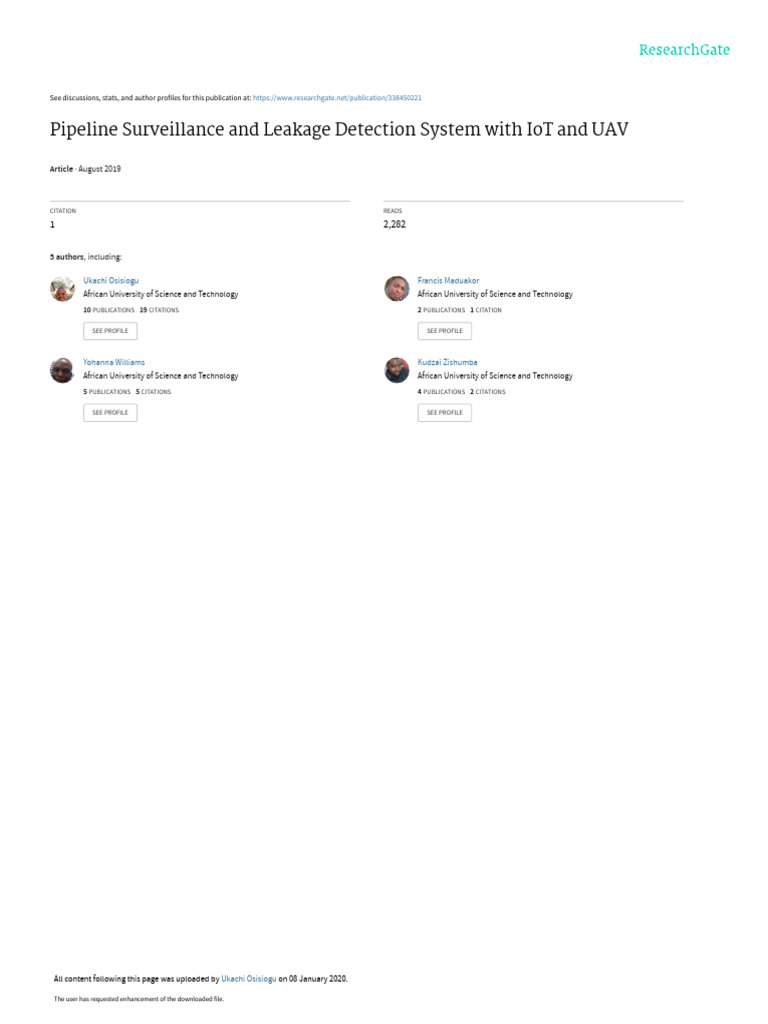 Pipeline Surveillanceand Leakage Detection Systemwith Io Tand UAV | PDF | Unmanned Aerial ...