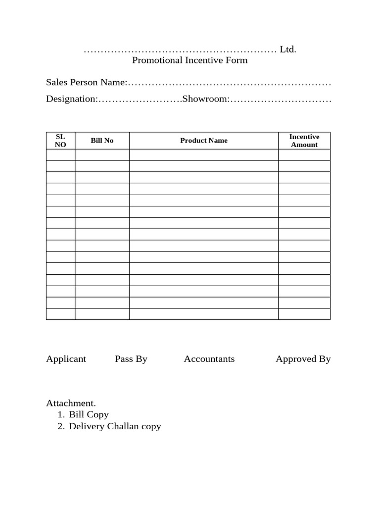 Incentive Form | PDF